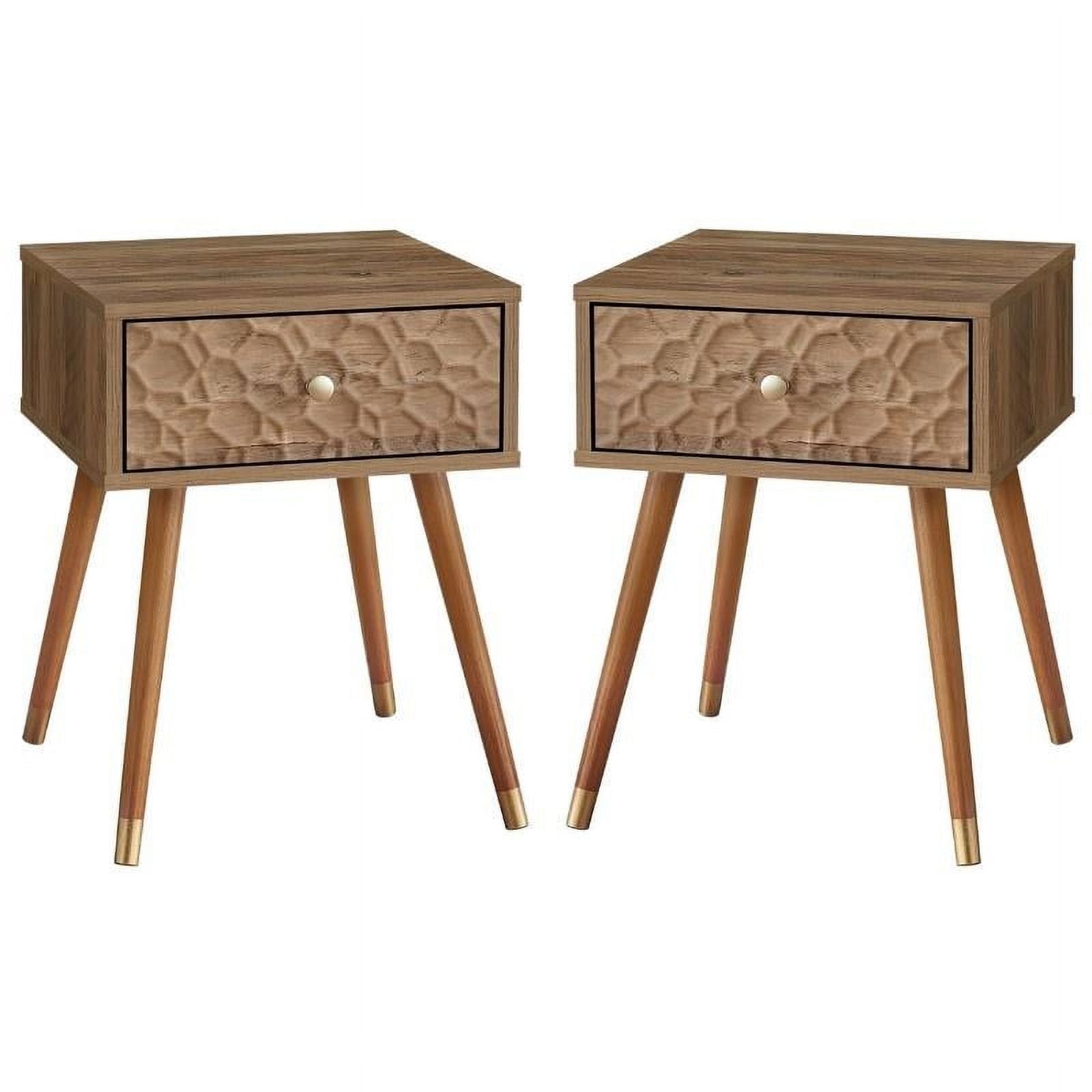 Home Square Modern Wooden Rippled Front Storage Side Table in Walnut ...