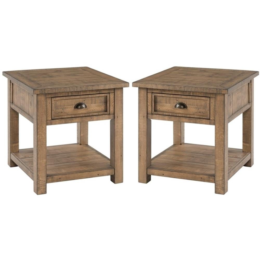 Home Square Monterey Solid Wood End Table in Reclaimed Natural - Set of ...