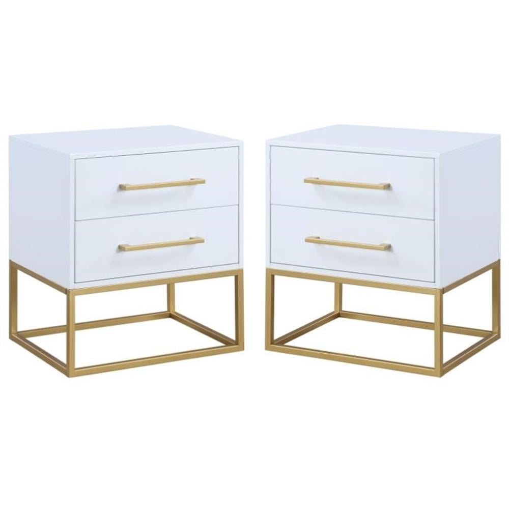 Home Square Night Stand in Rich White Finish - Set of 2 - Walmart.com