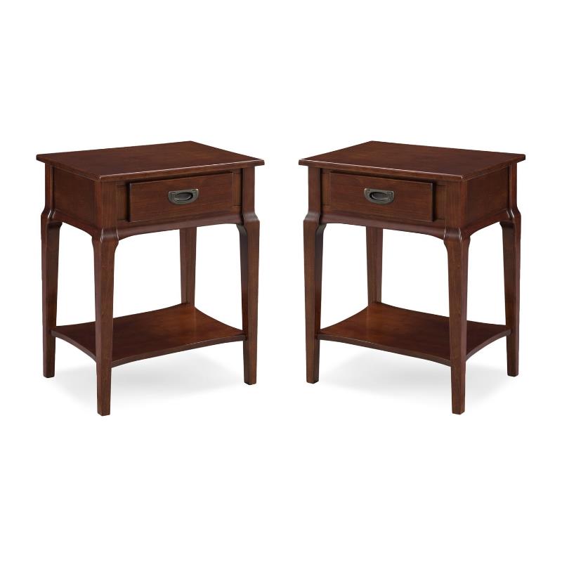Home Square Night Stand with Drawer in Heartwood Cherry - Set of 2 ...
