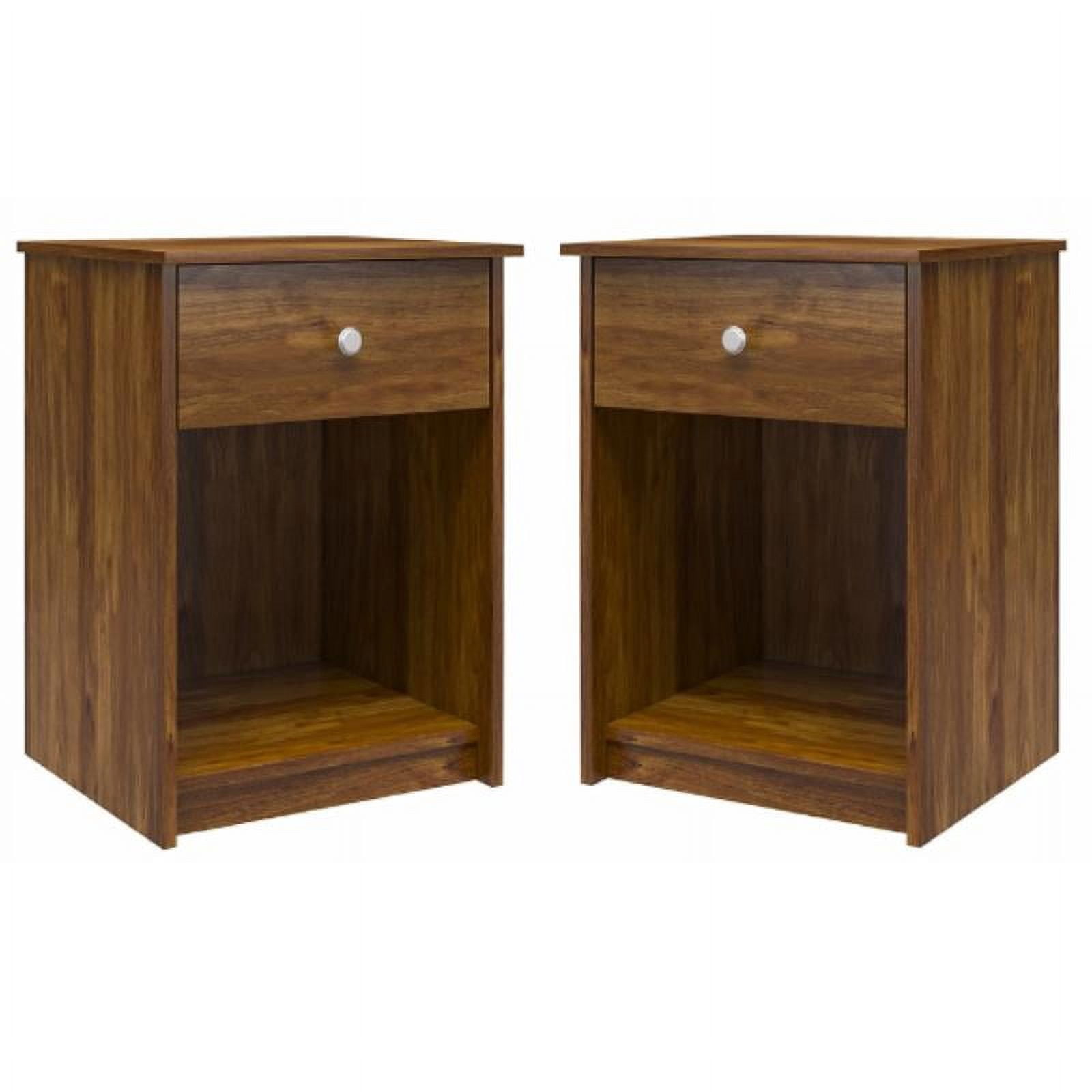 Home Square Modern Matching Bedroom Nightstand with Drawer in Brown Oak ...