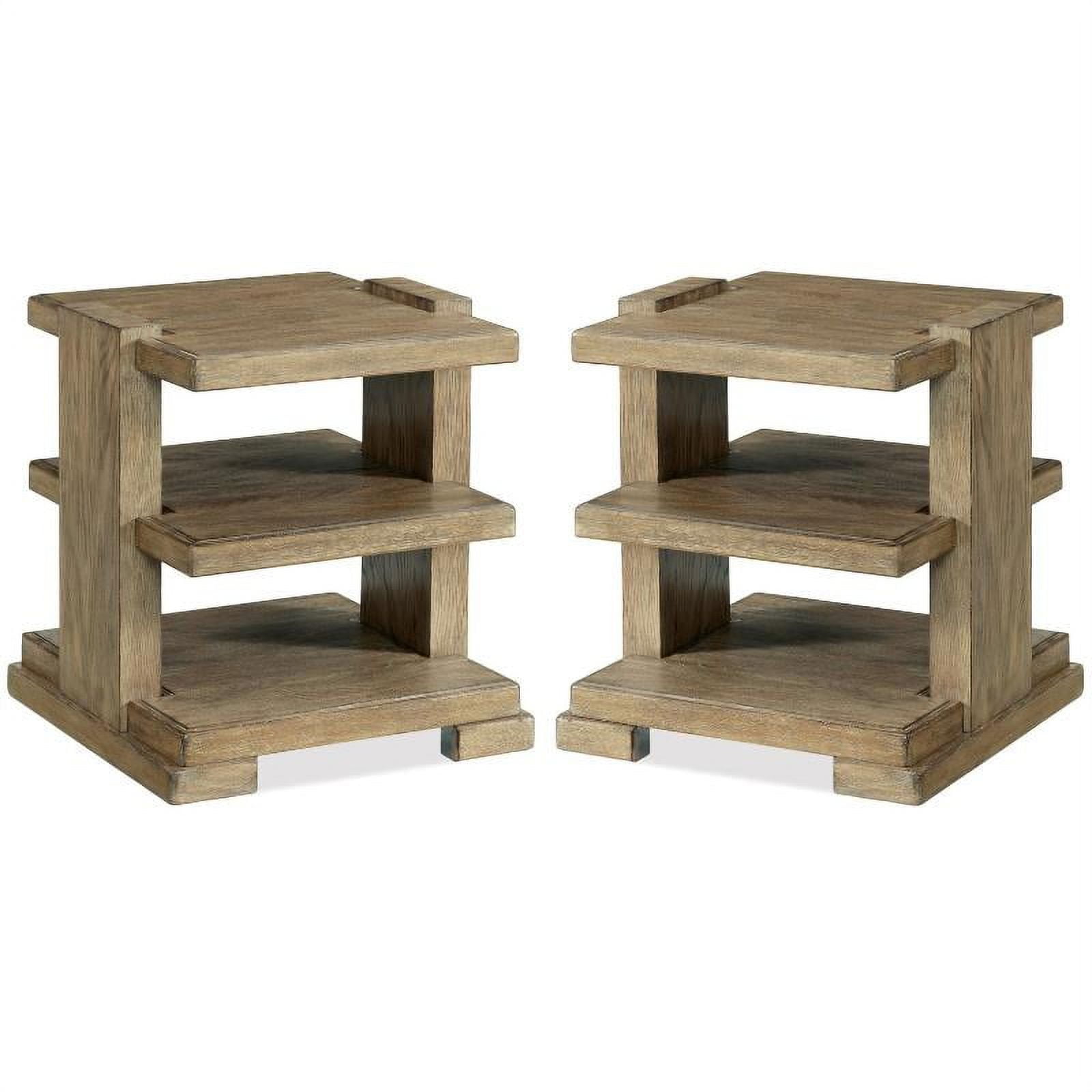 Home Square Oak Wood Square Side Table in Primitive Silk - Set of 2 ...