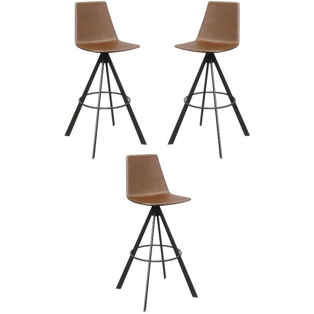 Home Square Olio Designs Bungee 30" Faux Leather Bar Stool in Saddle ...