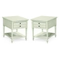 Home Square One Drawer Hardwood End Table in Cotton - Set of 2 ...