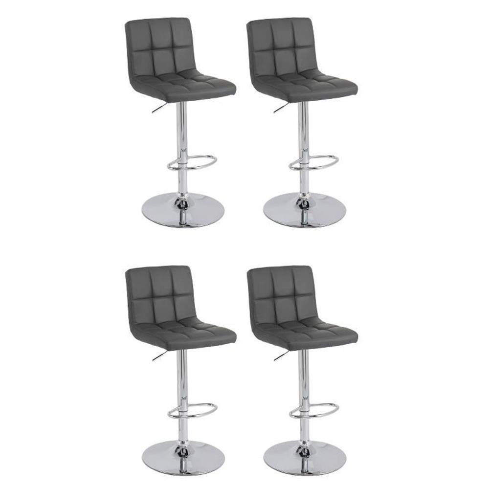 Home Square PU Fabric Adjustable Tufted Barstool in Dark Gray - Set of ...