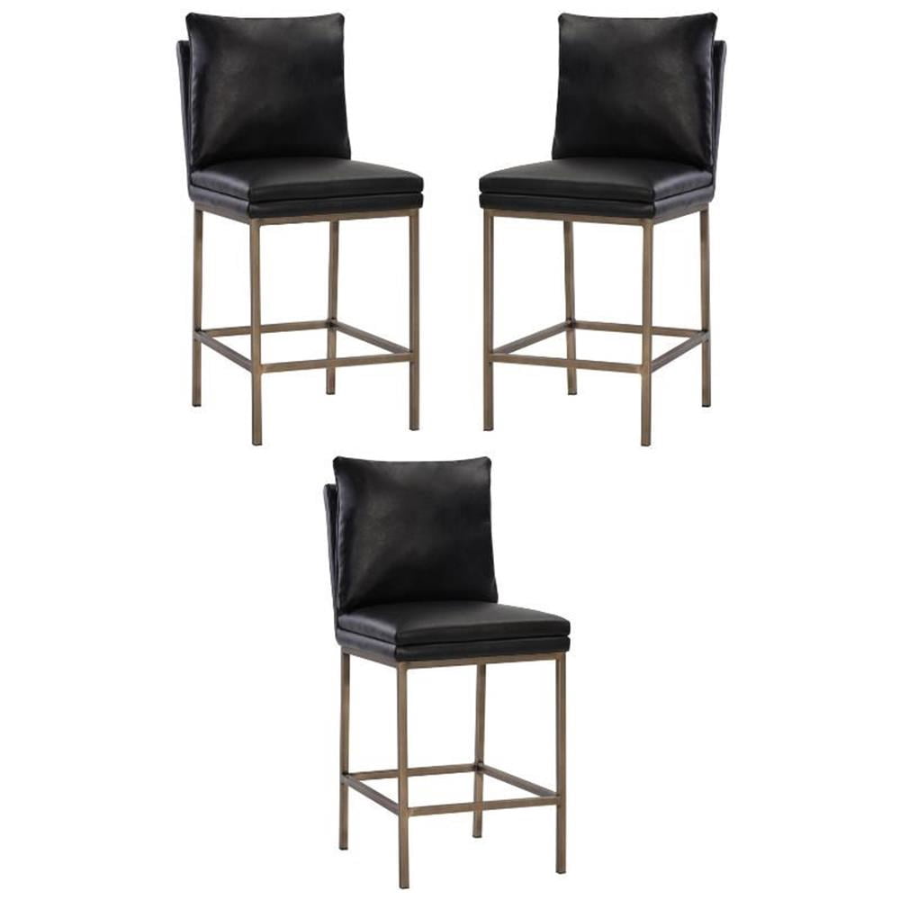 Home Square Paige 26" Modern Counter Stool in Black/Antique Brass - Set ...