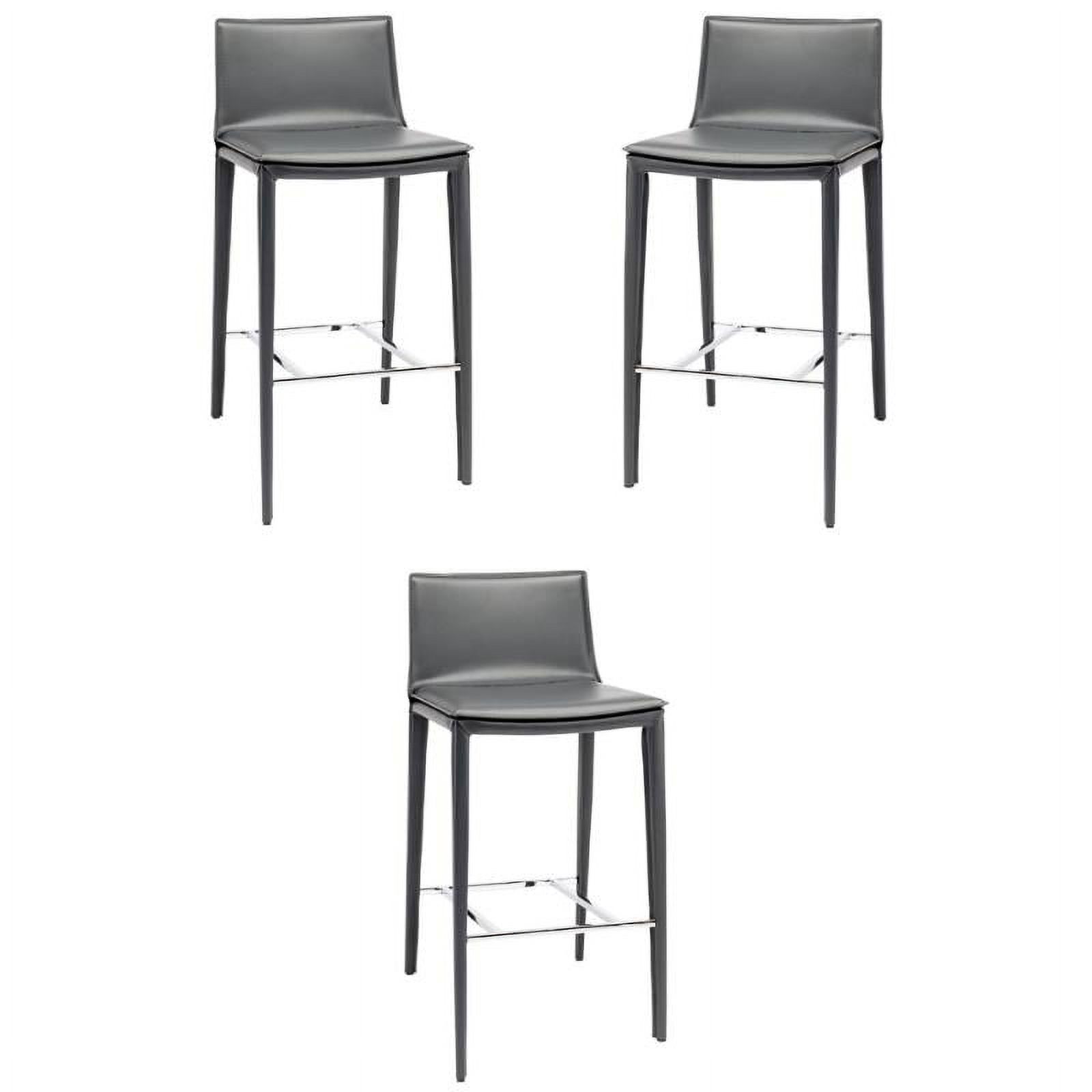 Home Square Palma 30" Leather Bar Height Stool in Dark Gray - Set of 3 - Walmart.com