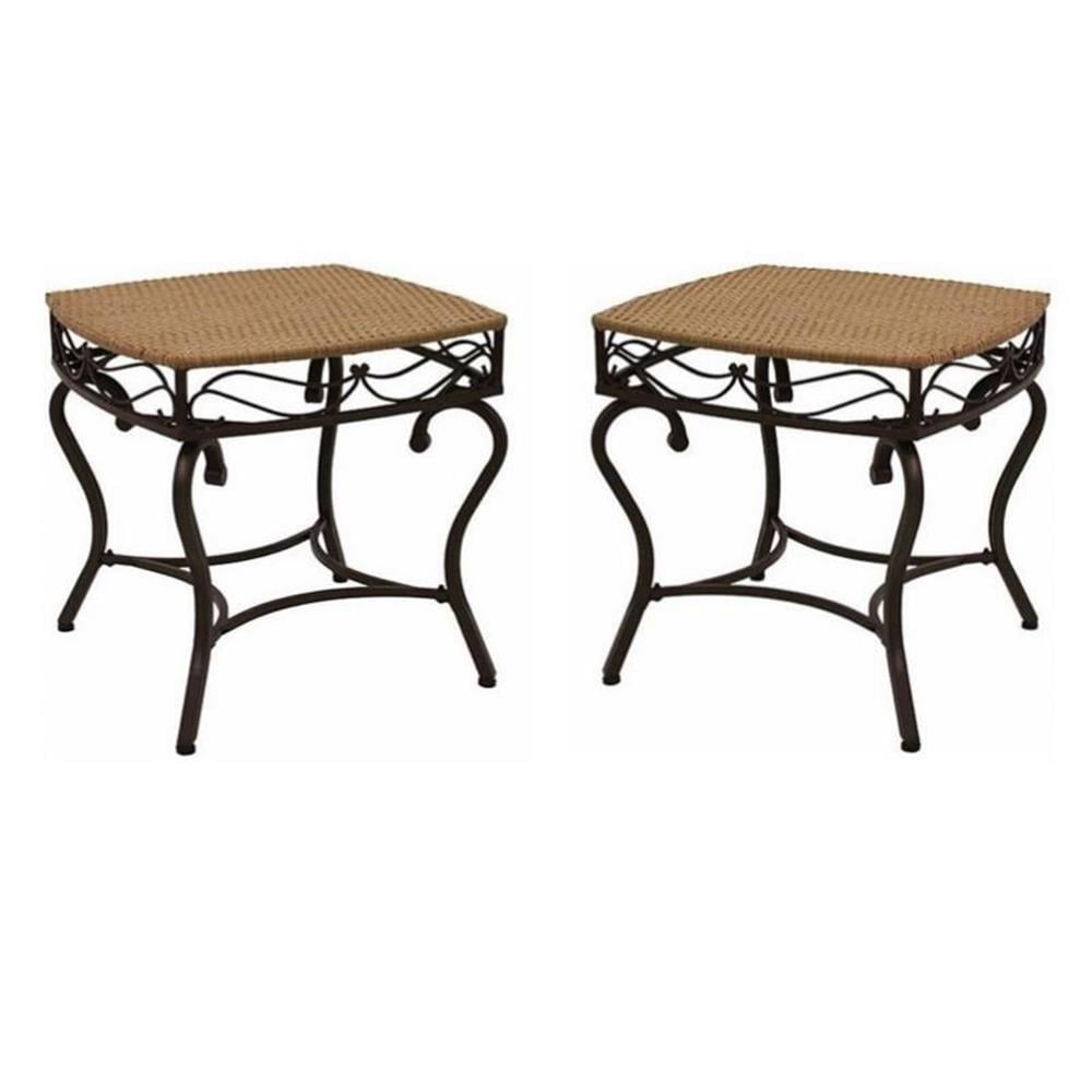 Home Square Patio Side Table in Honey Pecan Finish - Set of 2 - Walmart.com