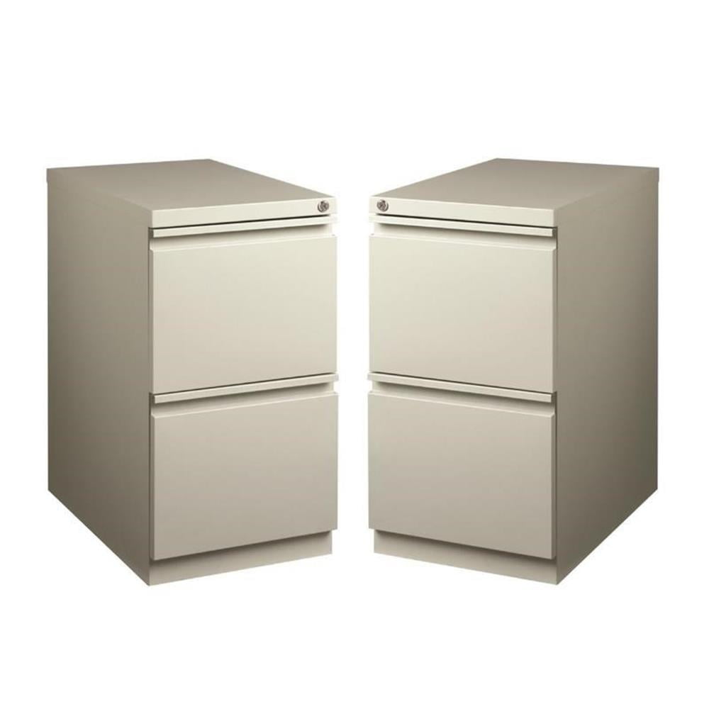 Home Square Pedestal 2 Drawer Filing Cabinet Set in Gray (Set of 2 ...