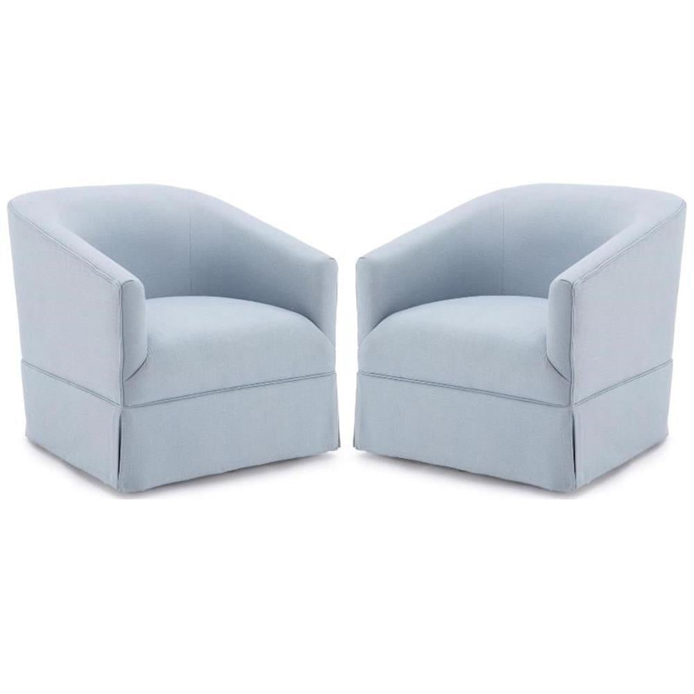 Home Square Polyester Fabric Swivel Accent Chair in Sky Blue - Set of 2 ...