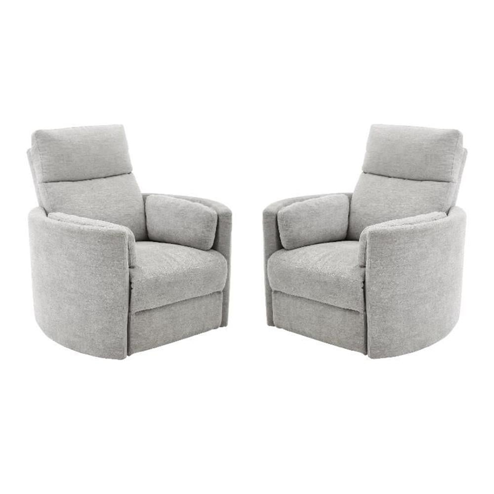 Home Square Polyester Swivel Glider Recliner in Mineral White - Set of ...