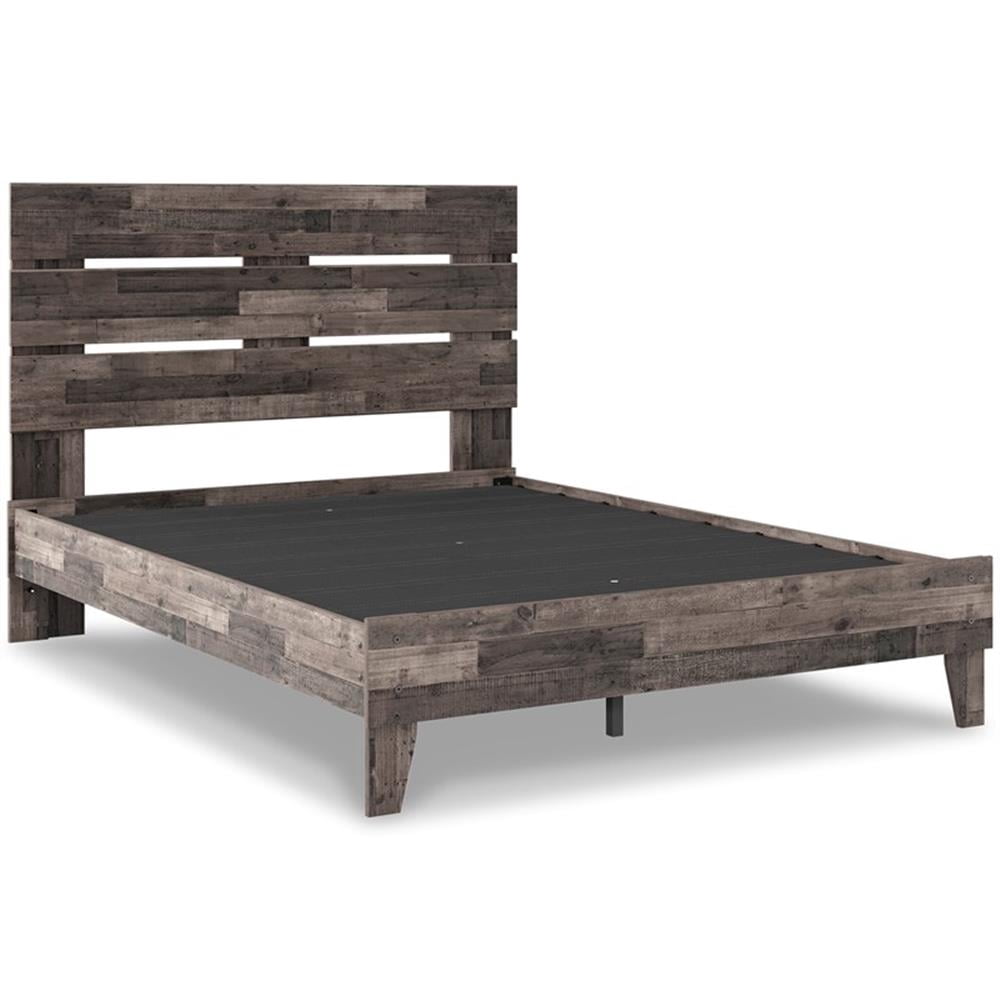 Home Square Queen Platform Bed with Low Profile Panel Headboard ...