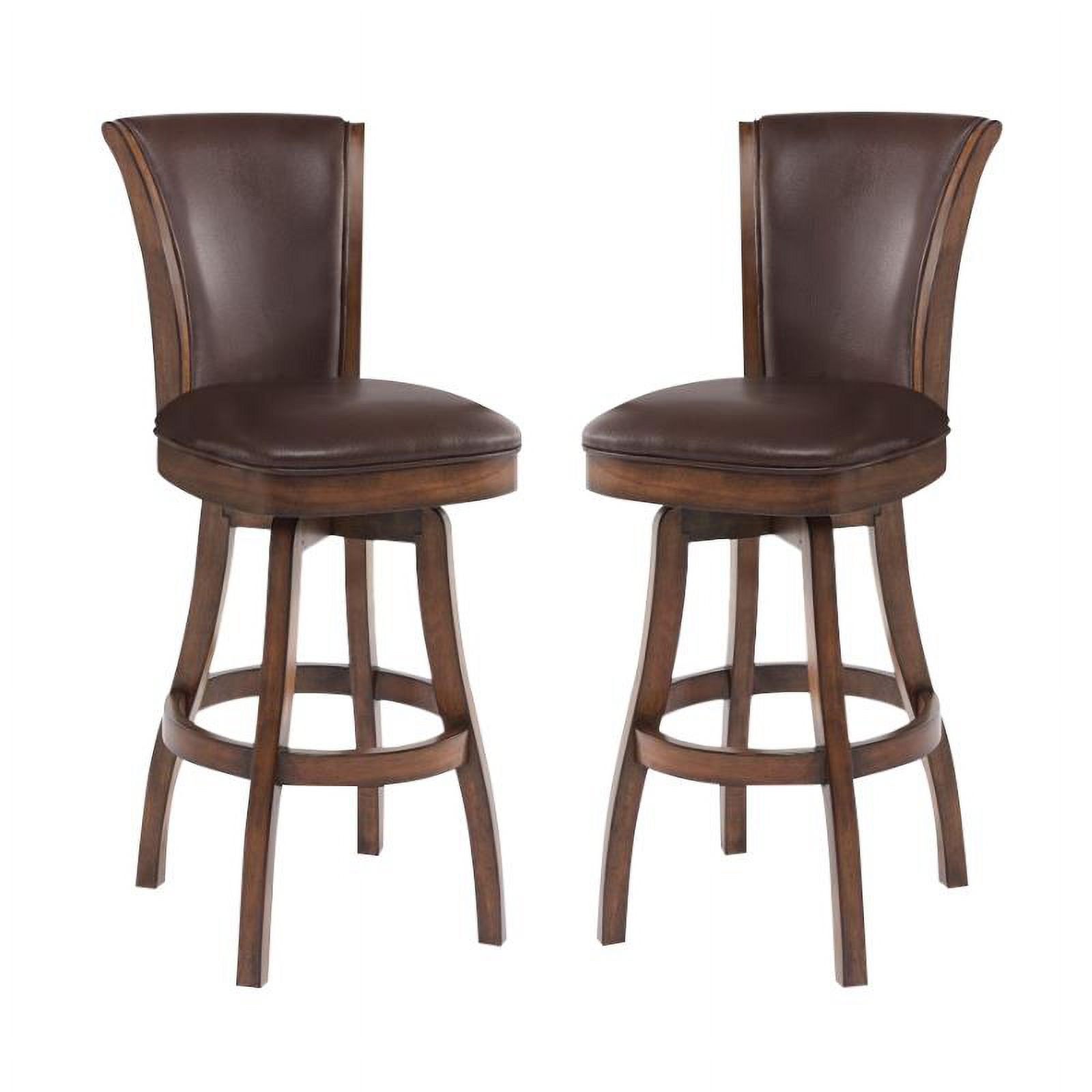 Home Square Raleigh 30" Swivel Bar Stool in Chestnut - Set of 2 ...