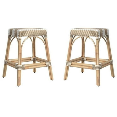 Home Square Wood Backless Counter Stool in White Finish - Set of 3 ...