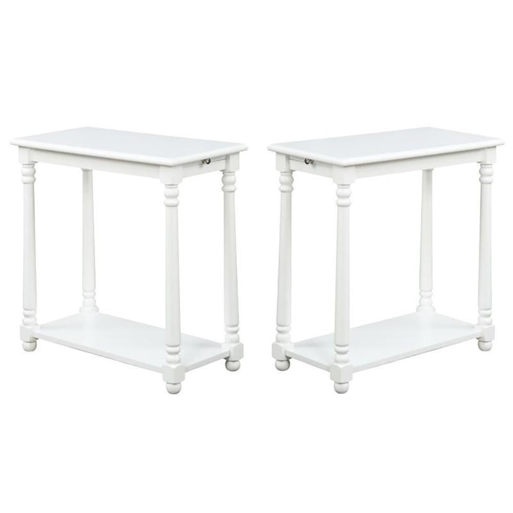 Home Square Regent End Table in White Wood Finish - Set of 2 - Walmart.com