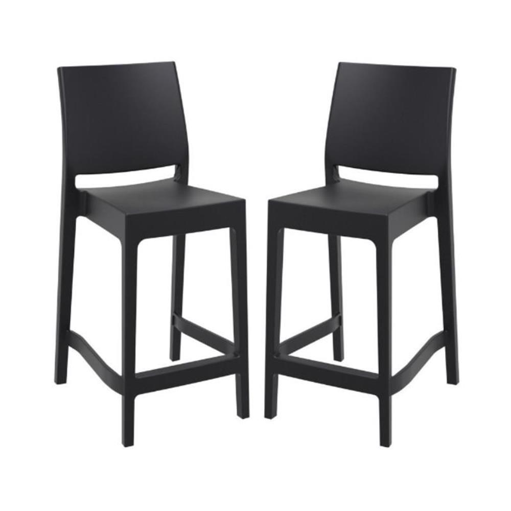 Home Square Resin 25.6" Counter Stool in Black - Set of 2 - Walmart.com