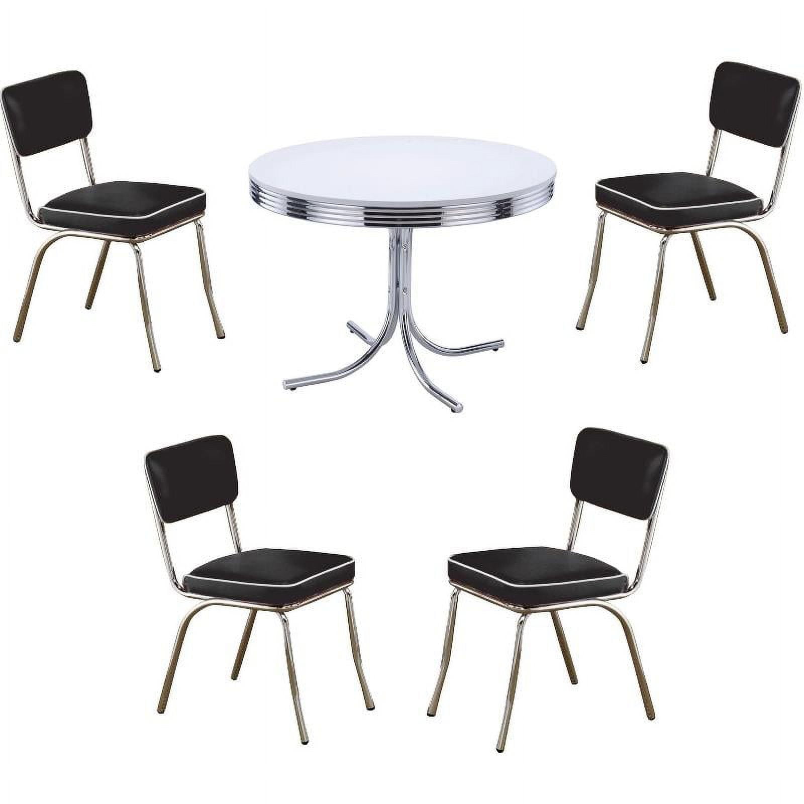 Home Square Retro Round Dining Table Set with 4 Chairs in Chrome ...
