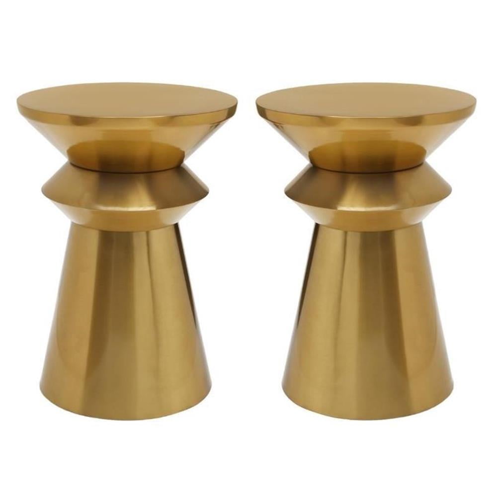 Home Square Rich Gold Brushed Metal End Table - Set of 2 - Walmart.com
