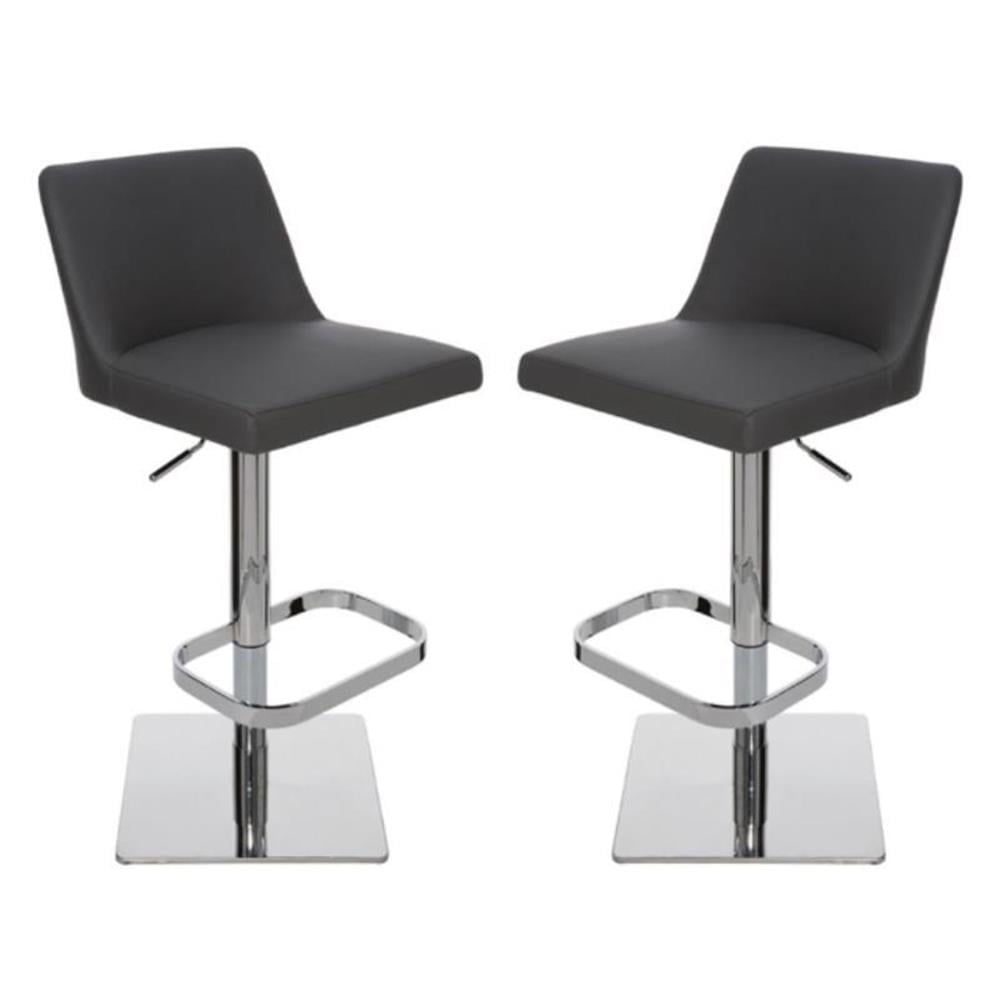Home Square Rome Adjustable Faux Leather Bar Stool in Gray - Set of 2 ...