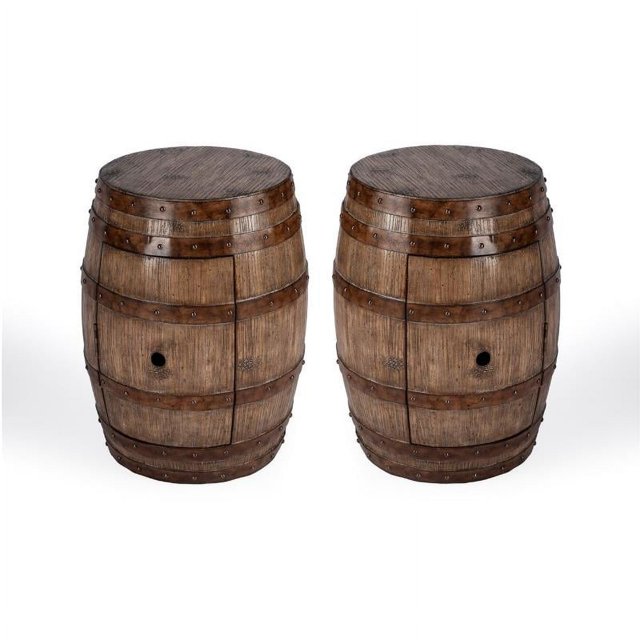 Home Square Round Barrel Table in Praline - Set of 2 - Walmart.com