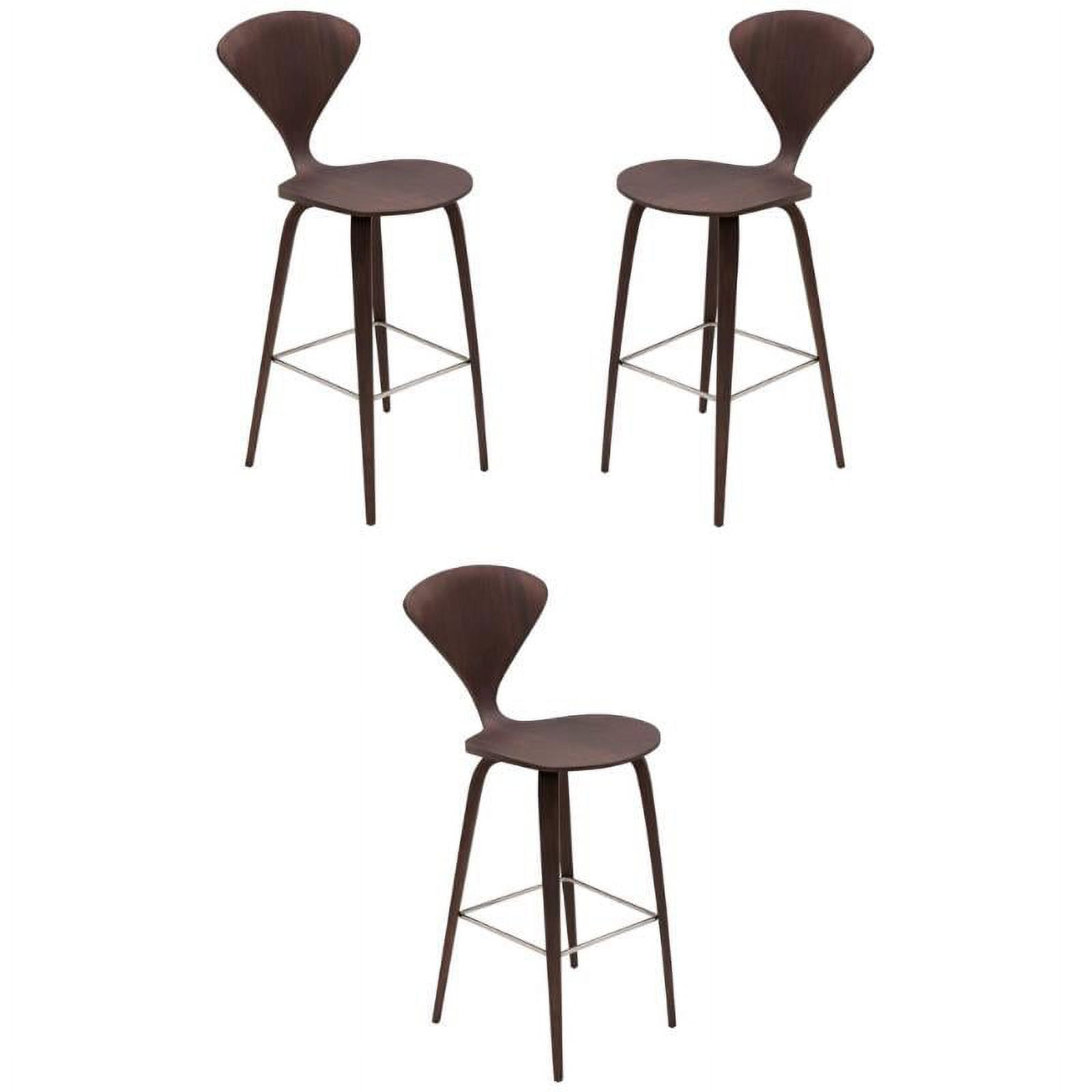Home Square Satine 25" Stainless Steel Counter Stool in Dark Walnut ...