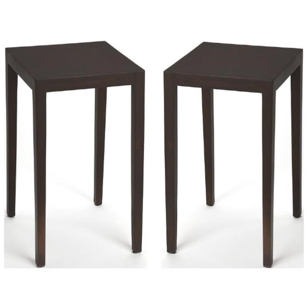 Home Square Scatter Acacia Wood Table in Brown Finish - Set of 2 ...