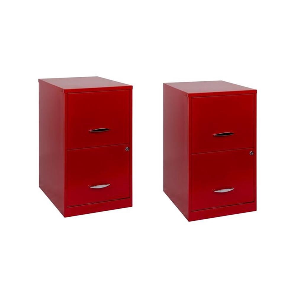 Home Square Set of 2 18" 2 Drawer Metal File Cabinet in Lava Red ...
