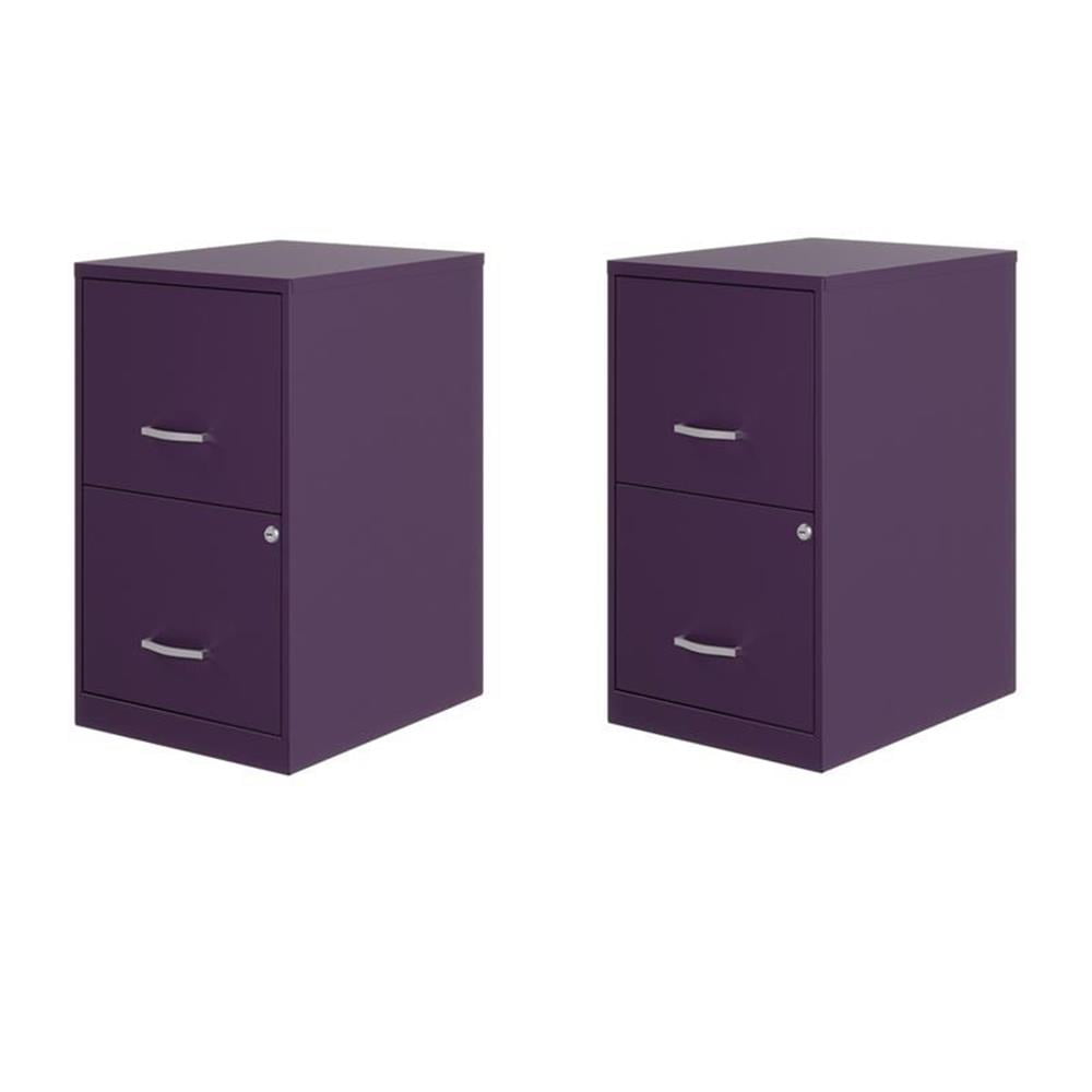 Home Square Set of 2 18"D 2 Drawer Metal File Cabinet - Midnight Purple ...