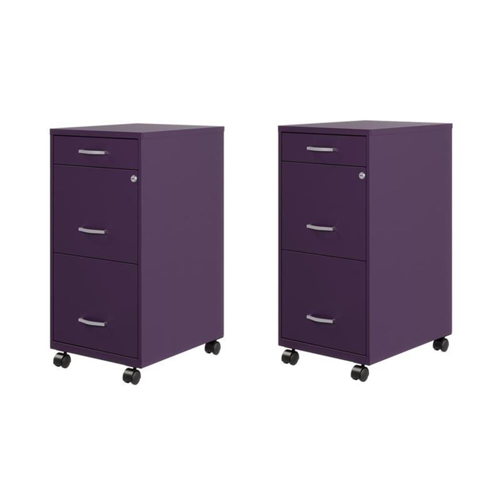 Home Square Set of 2 18"D 3 Drawer Mobile File Cabinet in Midnight ...
