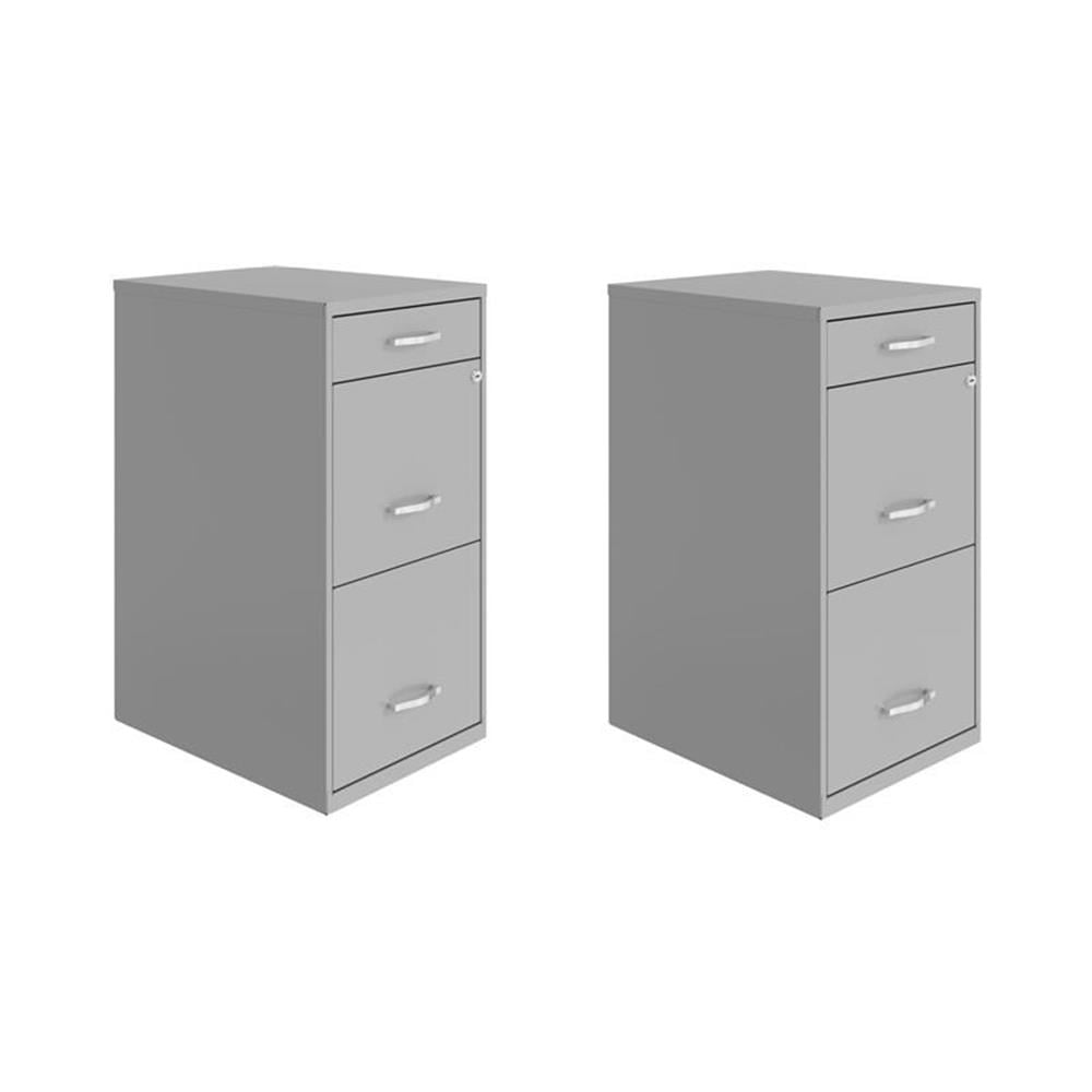 Home Square Set of 2 3 Drawer Metal Organizer File Cabinet in Artic ...