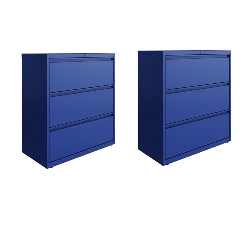 Home Square Set of 2 36-in 3 Drawer Metal Lateral File Cabinet Classic ...