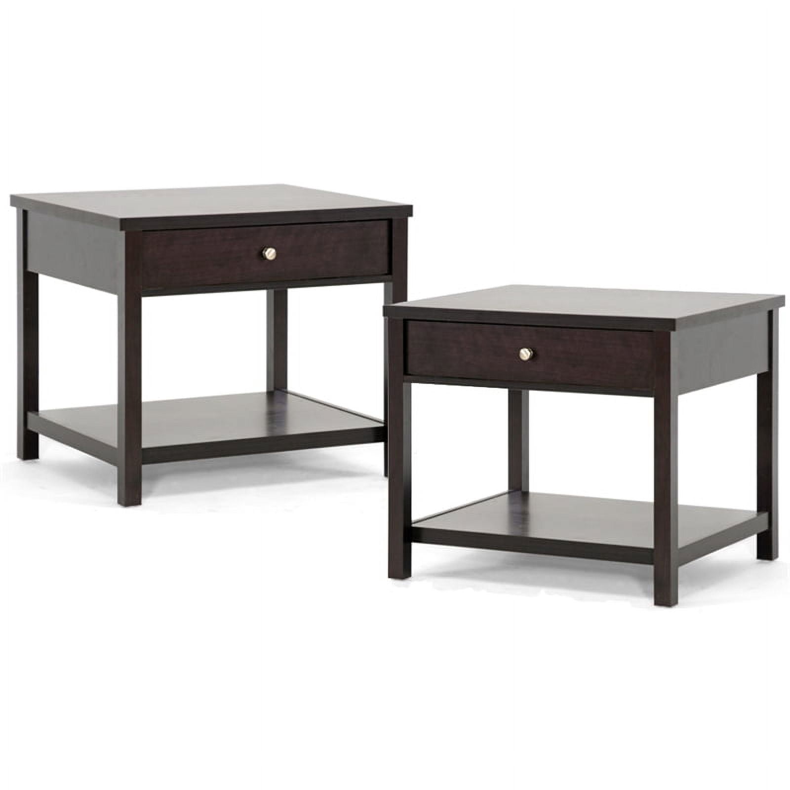 Home Square Set of 2 Living Room Furniture, 1 Drawer Accent End Table ...