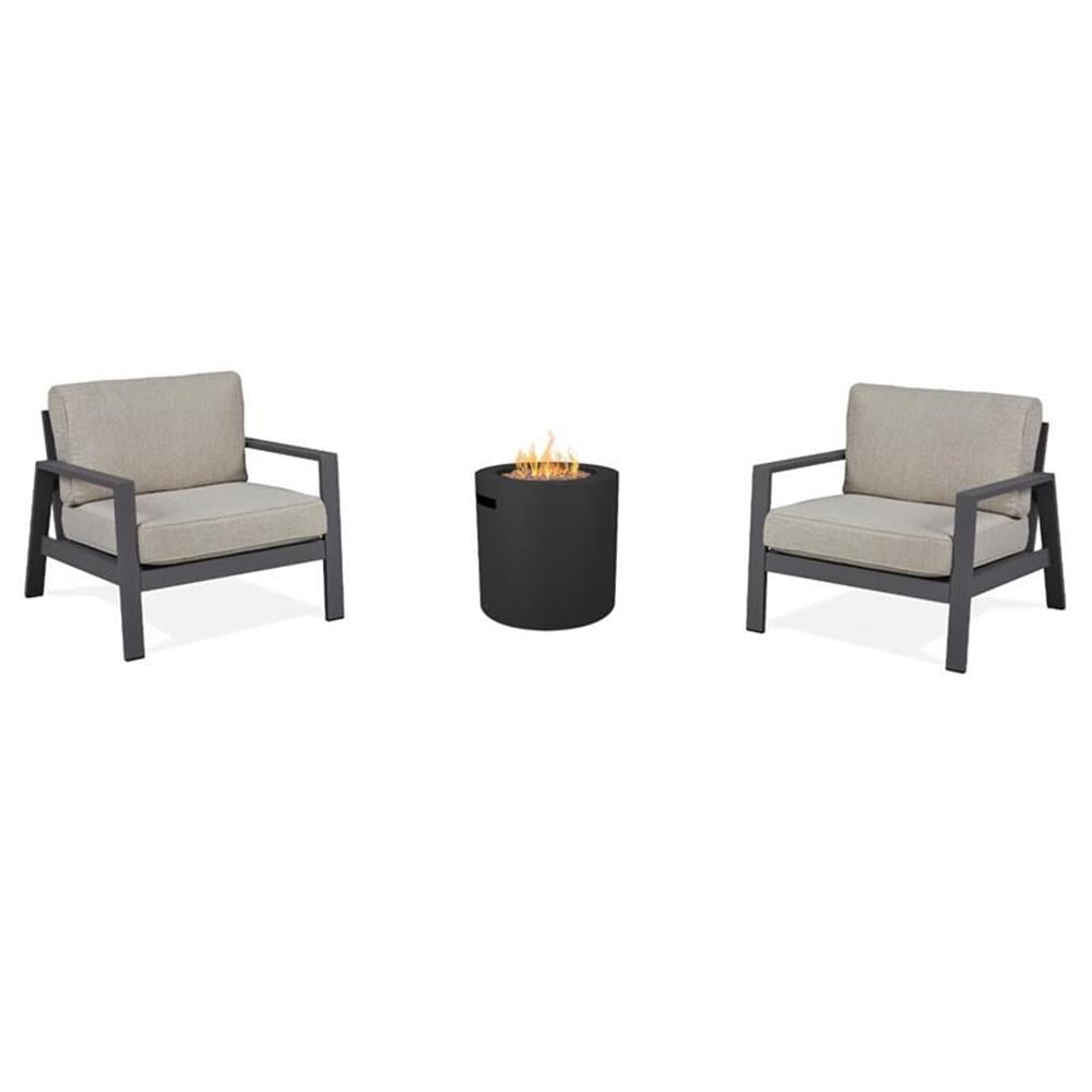 Home Square Set of 3 Propane Fire Pit Table & 2 Outdoor Chair with ...