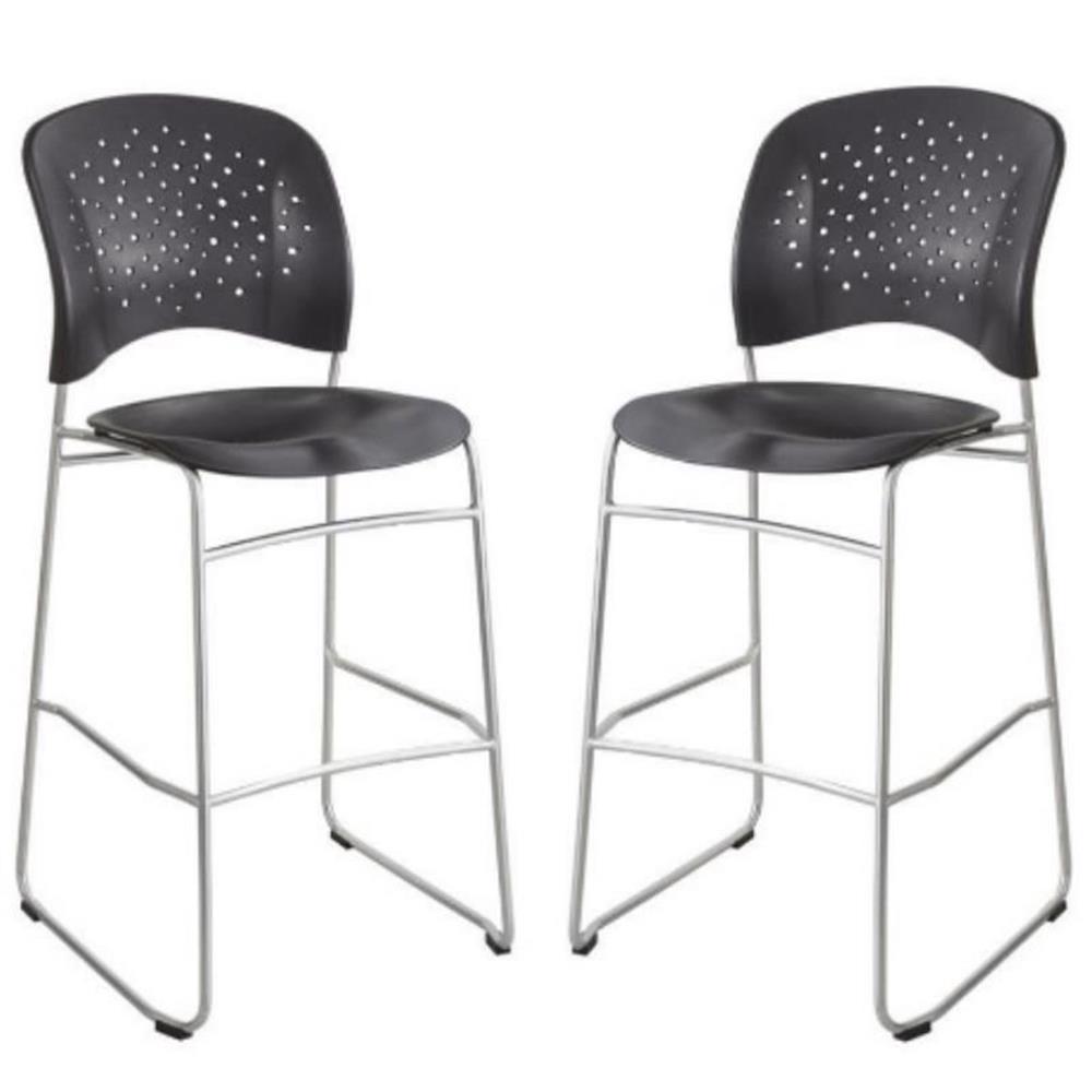 Home Square Sled Base and Round Back Counter Stool in Black Finish ...