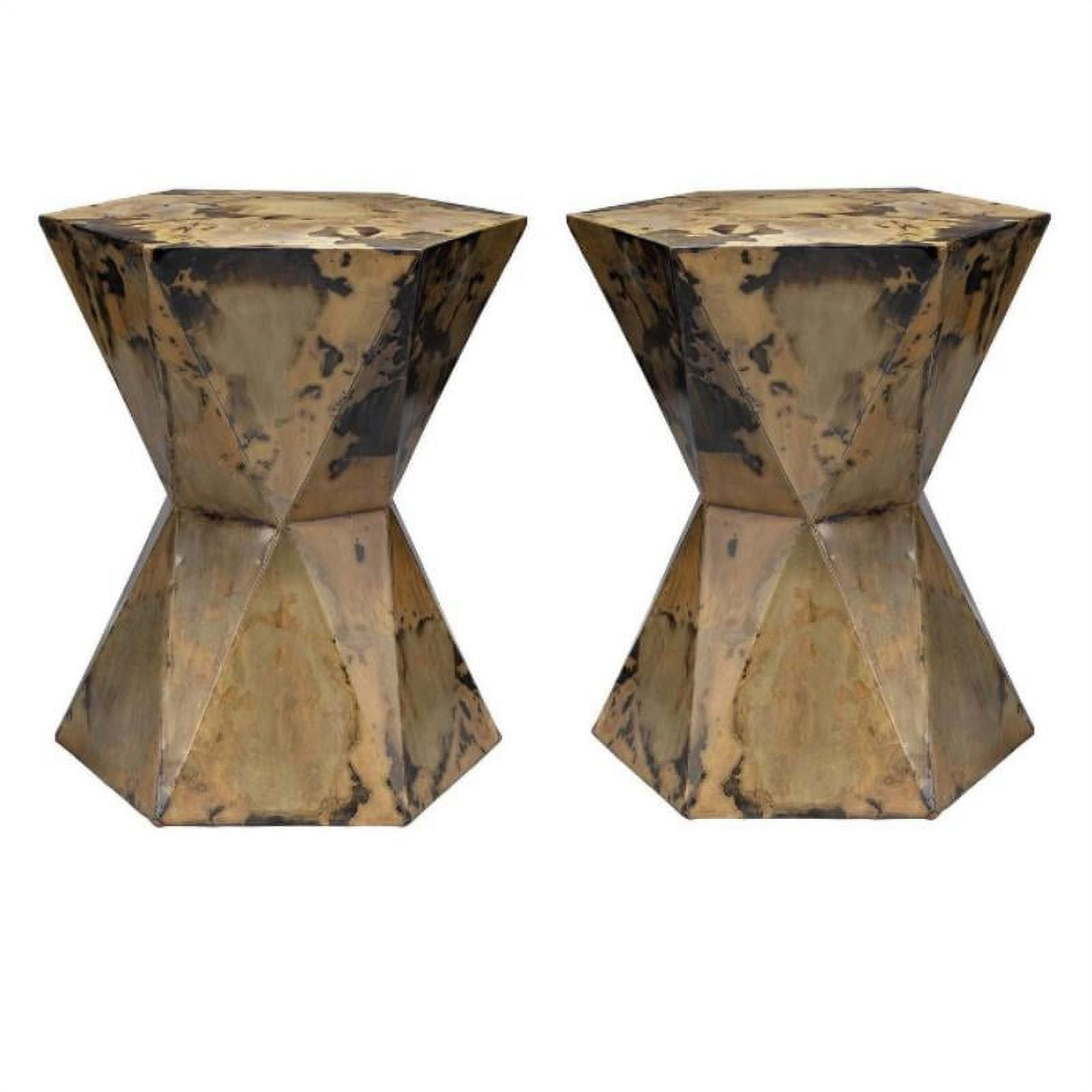 Home Square Small Crown Modern Iron Sheet Metal Side Table in Brown ...