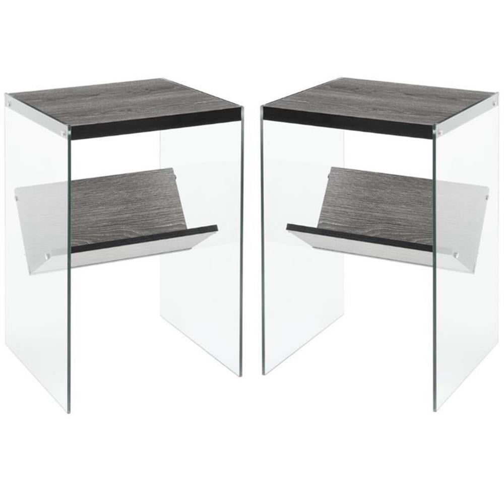 Home Square Soho End Table in Weathered Gray Wood Finish - Set of 2 ...