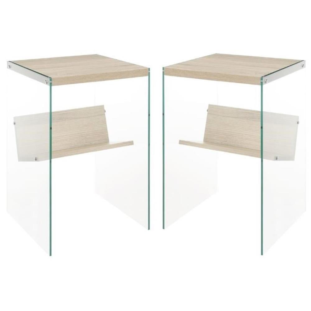 Home Square Soho End Table in Weathered White Wood Finish - Set of 2 ...