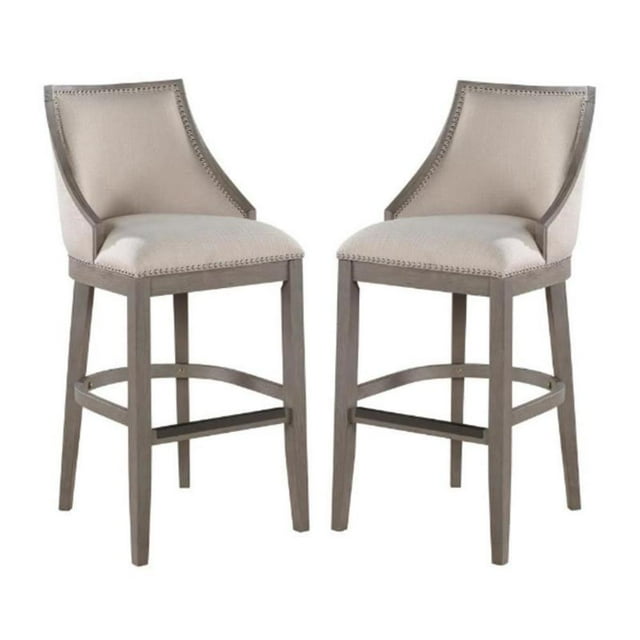 Home Square Solid Driftwood Bar Stool in Gray Finish - Set of 2 ...