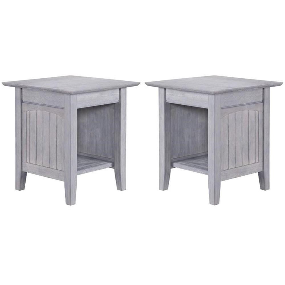 Home Square Solid Hardwood End Table in Driftwood Gray - Set of 2 ...