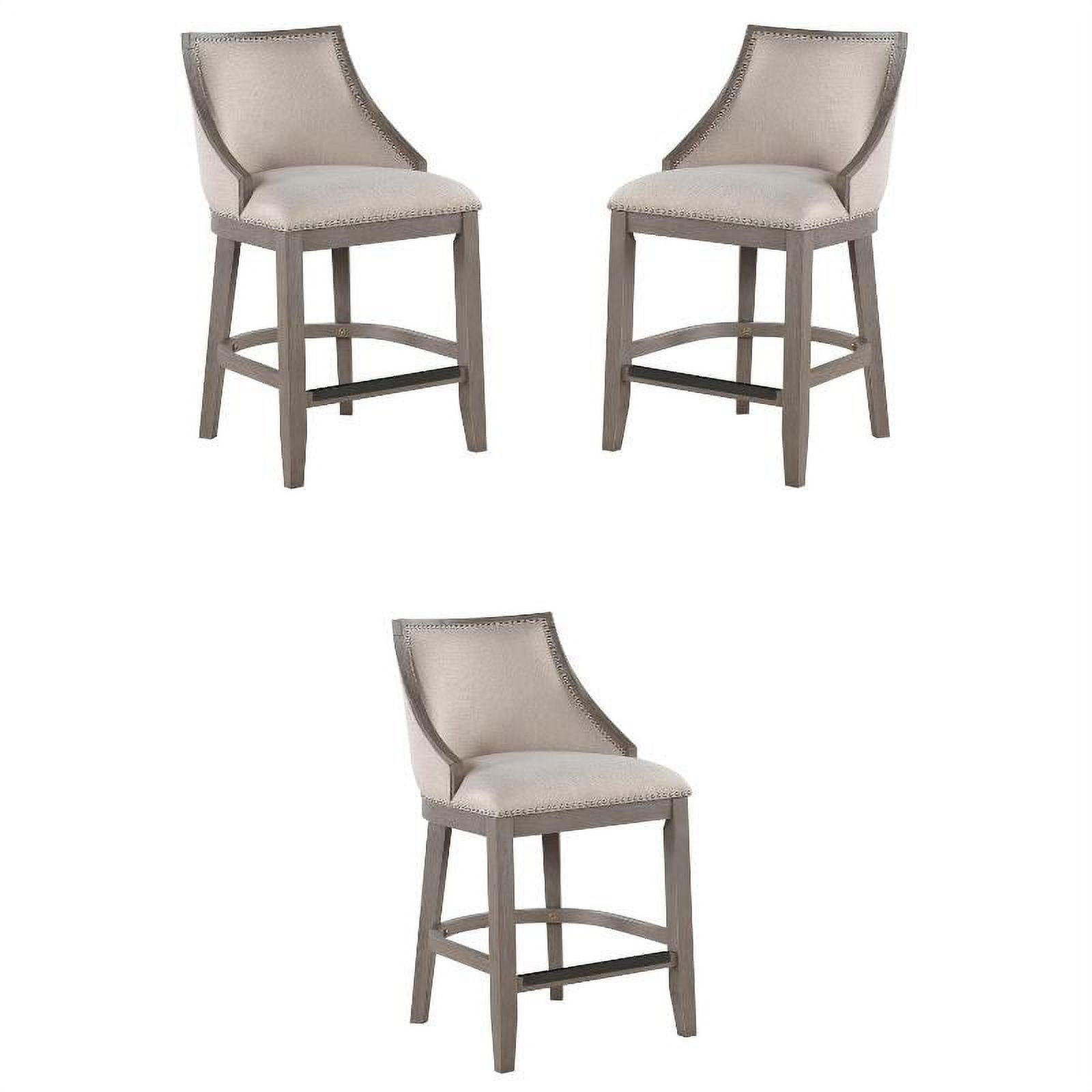 Home Square Solid Wood Driftwood Counter Stool in Gray Finish - Set of ...