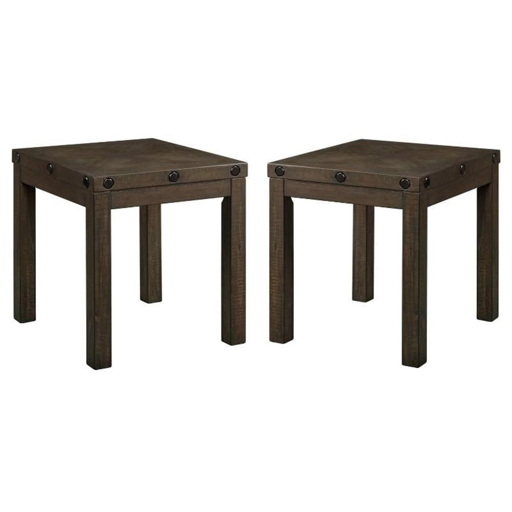 Home Square Square End Table with USB in Charcoal Finish - Set of 2 ...