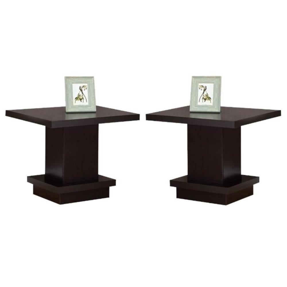 Home Square Square Pedestal End Table in Cappuccino - Set of 2 ...