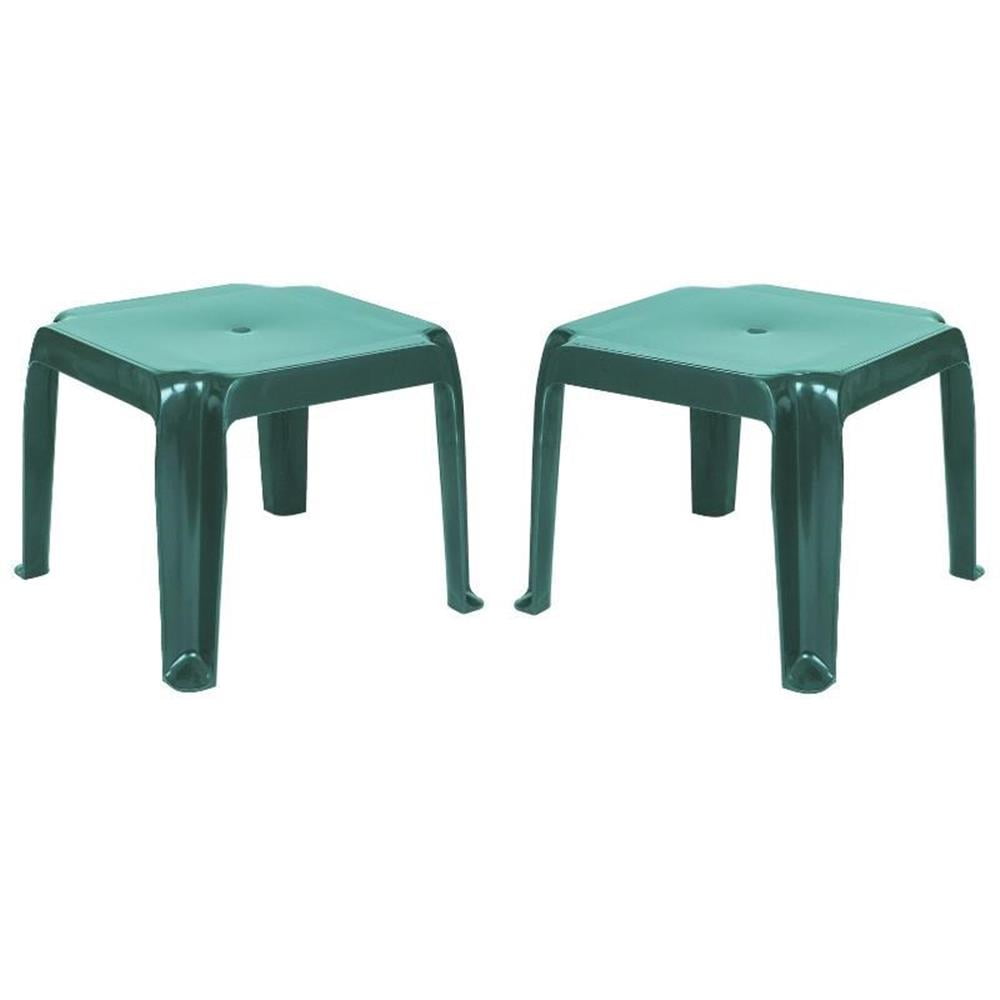 Home Square Outdoor Resin Patio Side Table in Green - Set of 2 ...