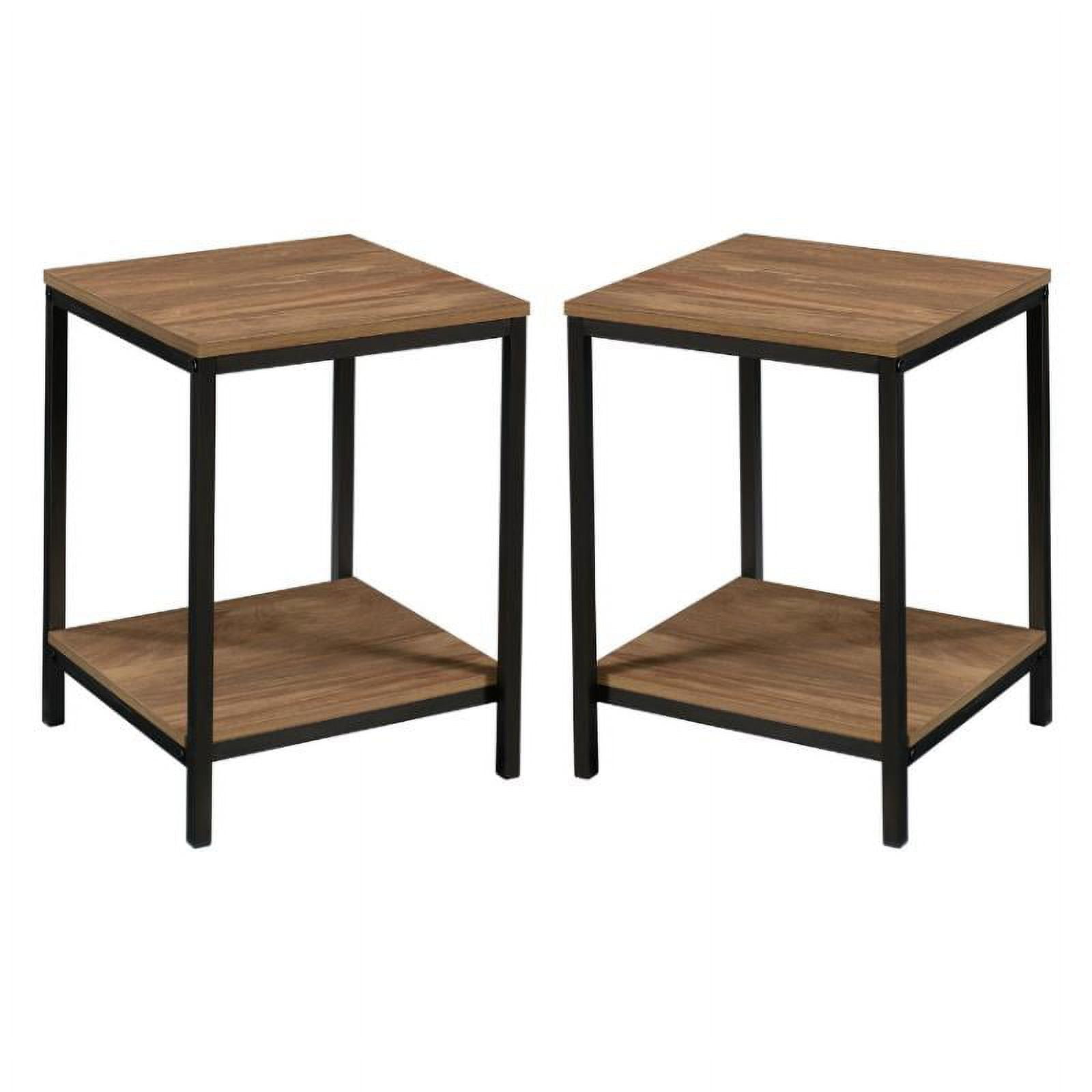 Home Square Square Wood Top Side Table in Sindoori Mango - Set of 2 ...