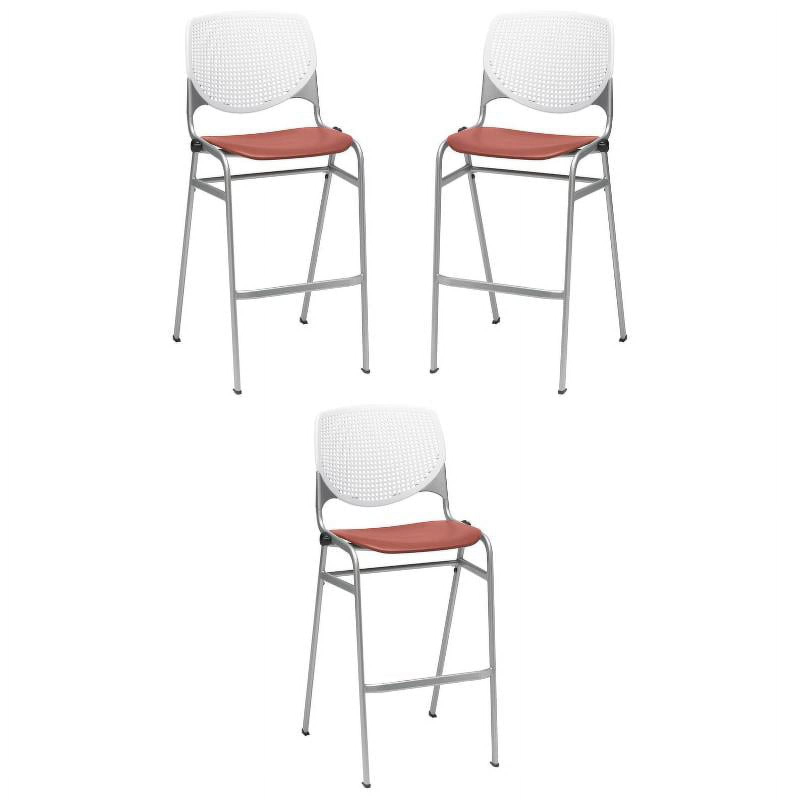 Home Square Stack Barstool in White Back/Coral Seat - Set of 3 ...