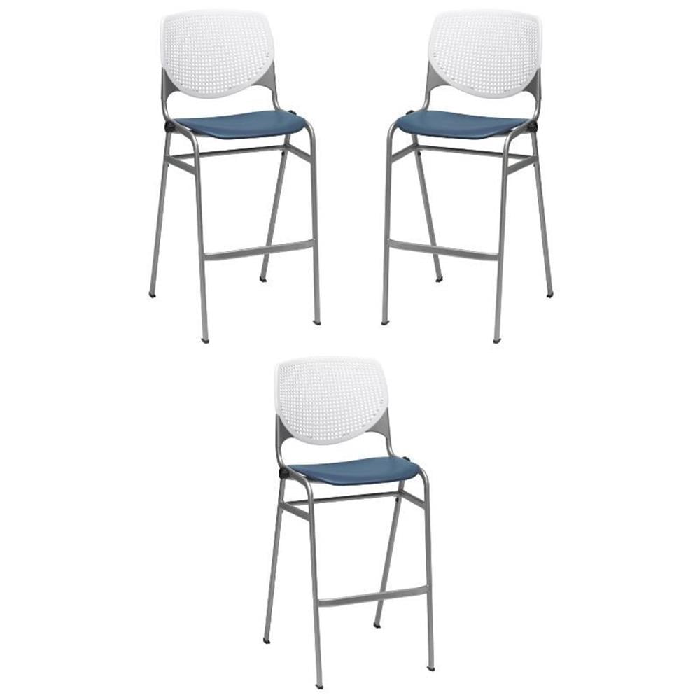 Home Square Stack Barstool in White Back/Navy Seat - Set of 3 - Walmart.com