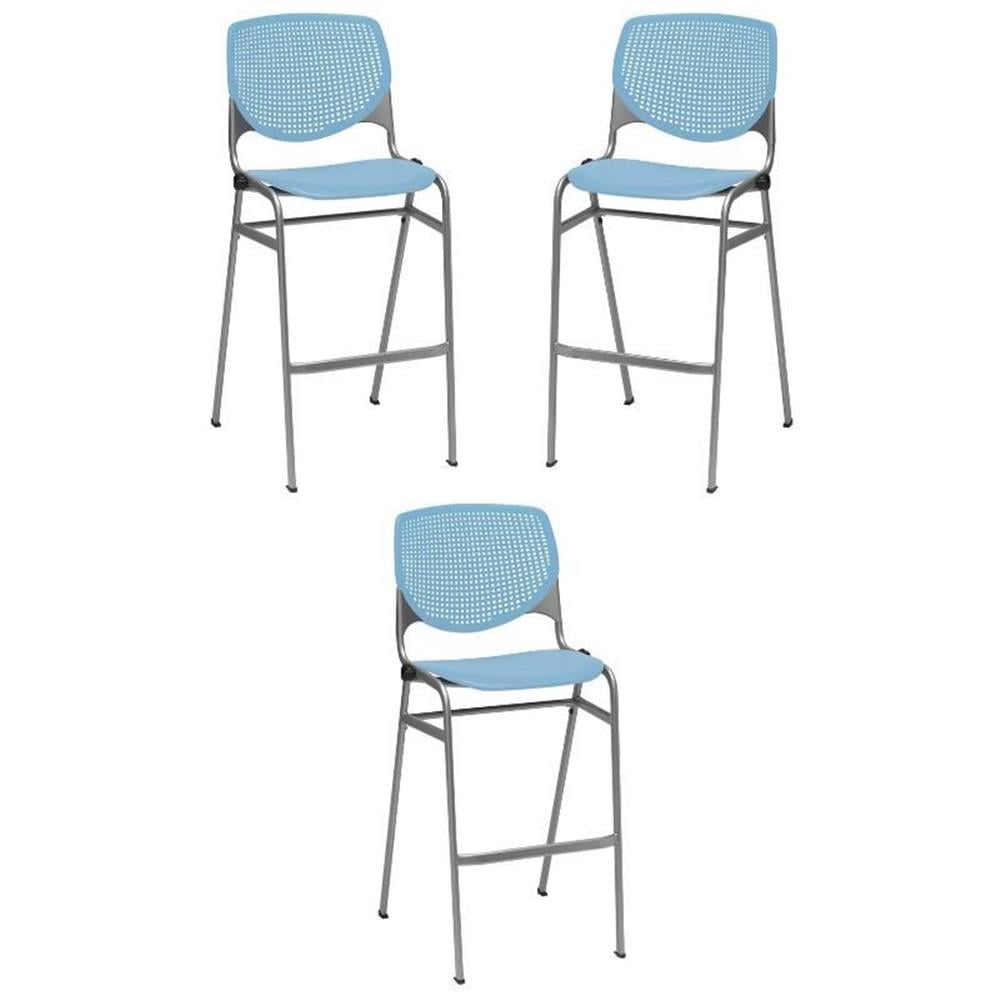 Home Square Stack Steel Frame Barstool in Sky Blue Finish - Set of 3 ...