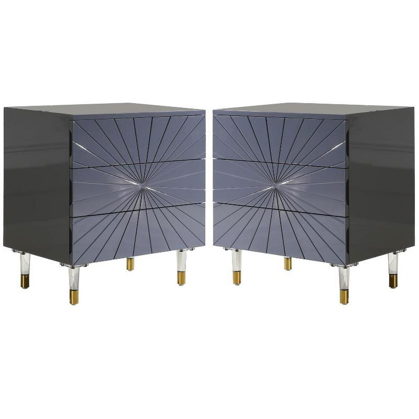 Home Square Starburst Accent Table in Gray Lacquer & Acrylic - Set of 2 ...