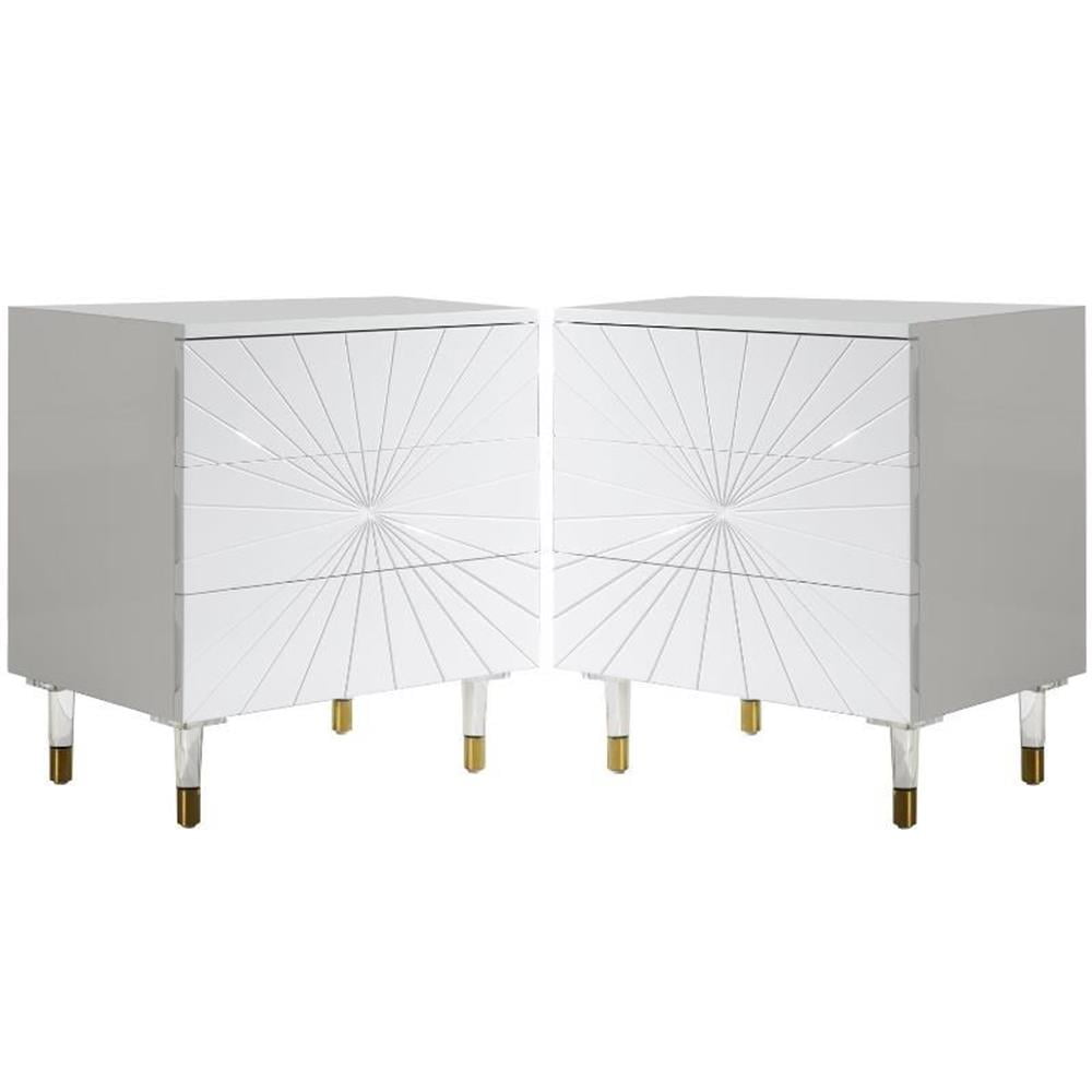 Home Square Starburst Living Room Accent Table in White Lacquer ...