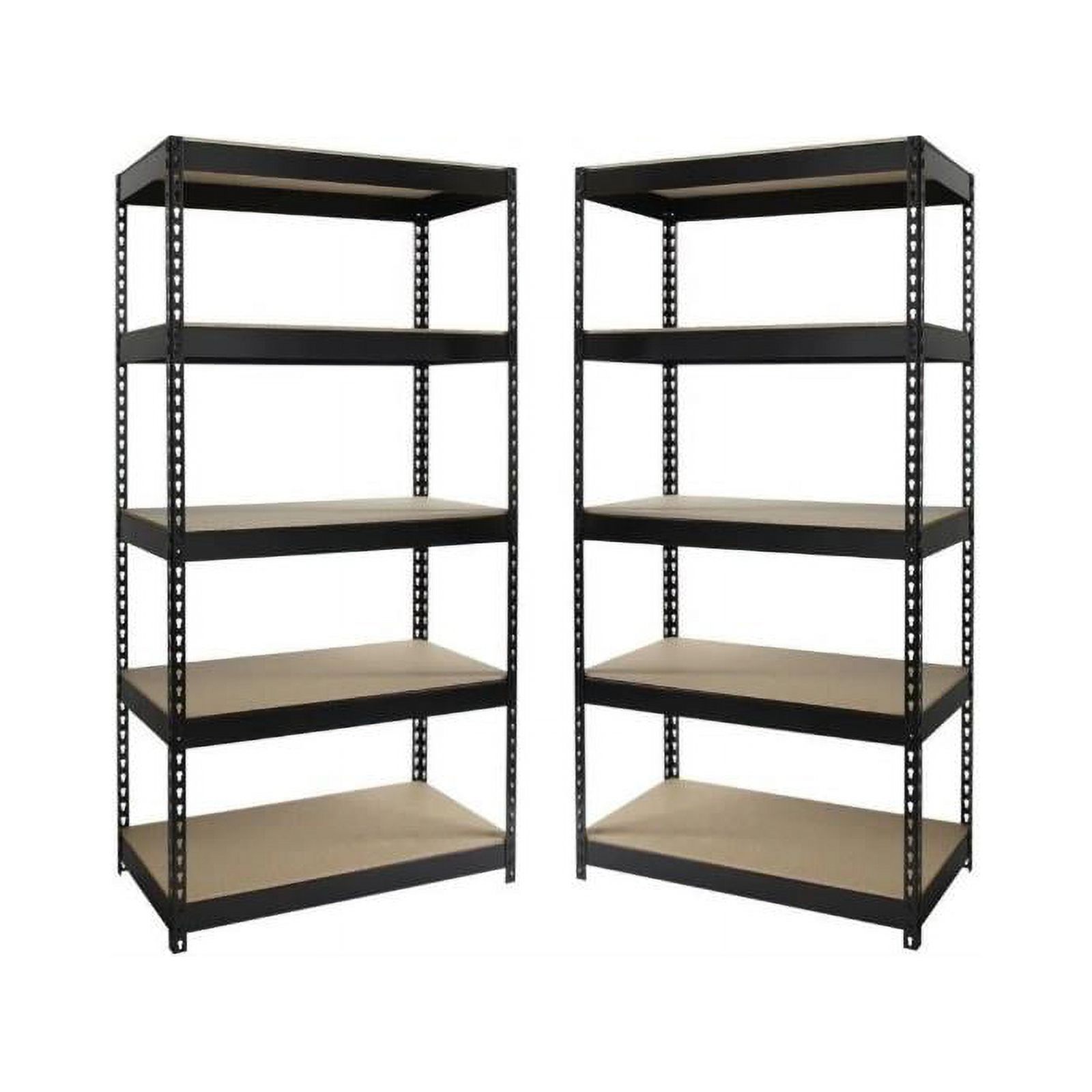 Home Square Steel Shelving 5-Shelf Storage Unit Set in Black (Set of 2 ...